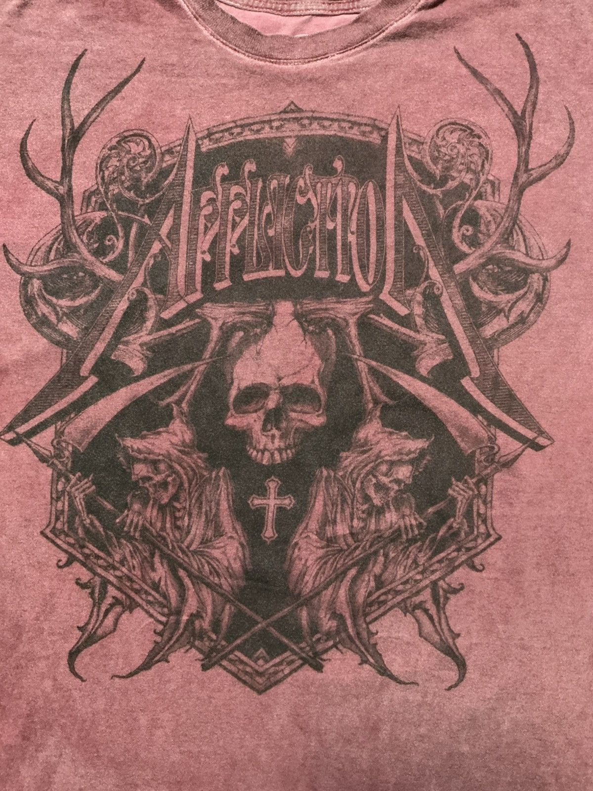 Affliction Affliction Live Fast Skull Tattoo Y2K Cyber Grunge T-Shirt ...