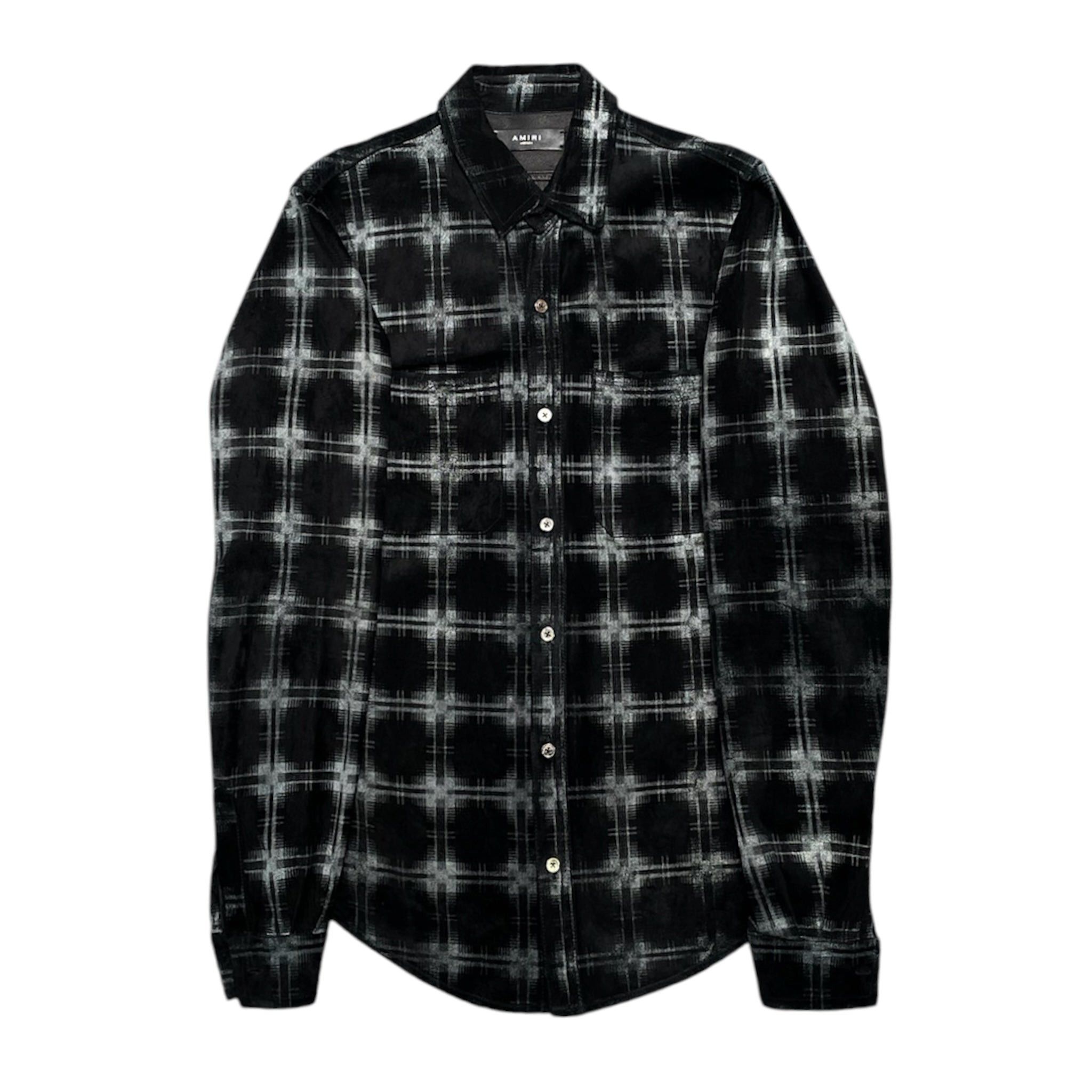 Amiri Amiri Suede Flannel Button Up Shirt Black | Grailed