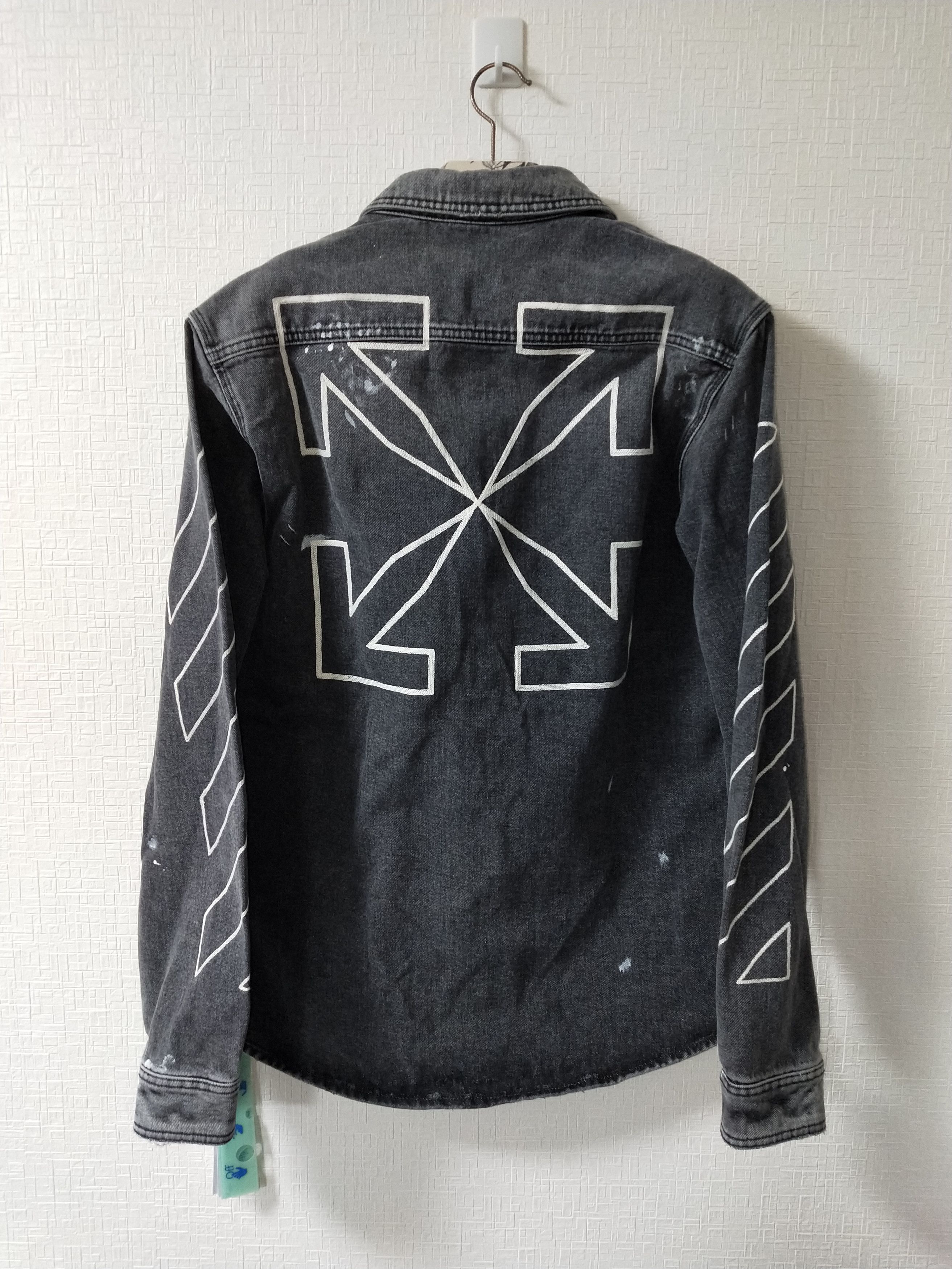 Off-White Diagonal Outline Paint Denim Shirt | Grailed