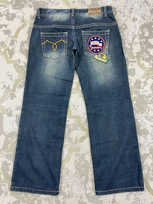 Hype Vintage Blue Moon Blue Custom patches Jeans 35x30.5- JN3934 | Grailed