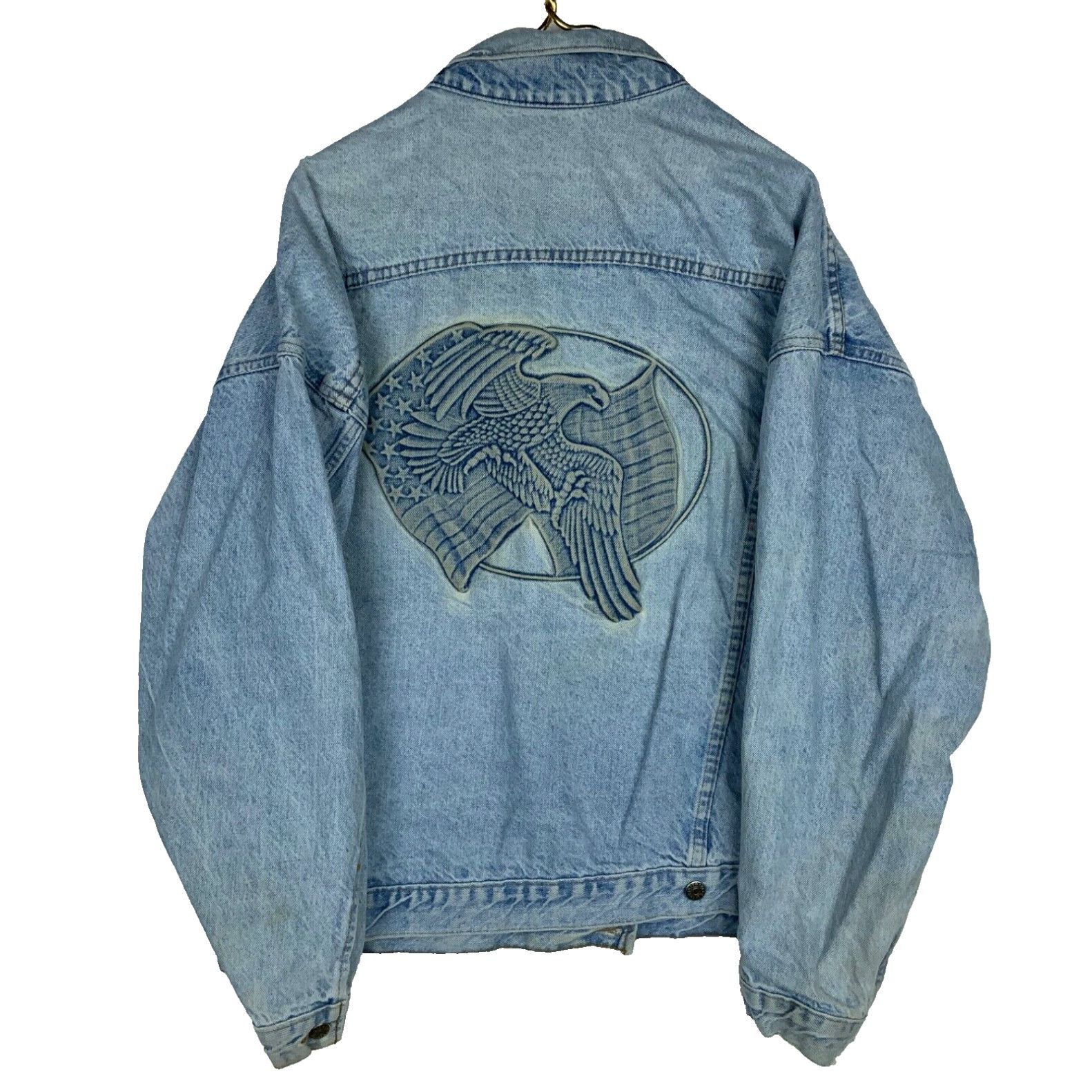 Vintage Vintage Flying Eagle American Flag Denim Jean Jacket Extra ...