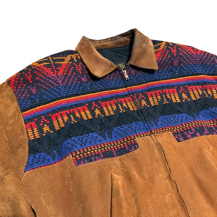Scully Leather Vintage Scully Western Aztec Leather Bomber Jacket | Grailed