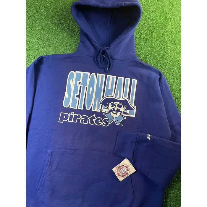 Vintage NWT Vintage Seton Hall Pirates XL Blue Hoodie Sweatshirt USA ...