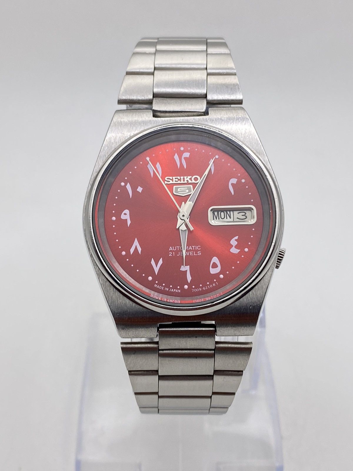 Seiko × Vintage × Watch Vintage Seiko 5 Automatic Arabic Red Dial Men’s Watch | Grailed