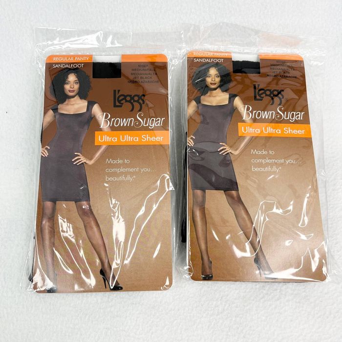Other Lot 2 L'eggs Brown Sugar Sheer Pantyhose M/T Jet Black New | Grailed