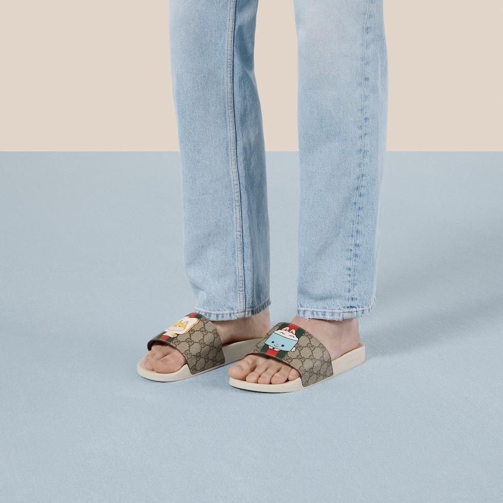 Gucci Web Animal Print Cartoon Slide Sandals | Grailed