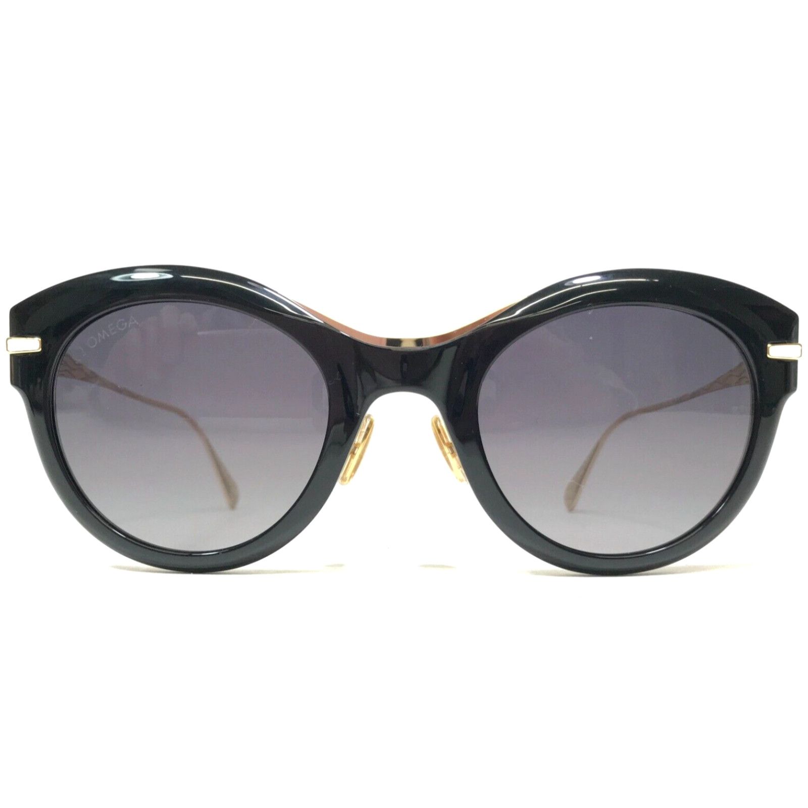 Omega Omega Sunglasses OM0023-H 01A Black Gold Round Frames with Purple ...