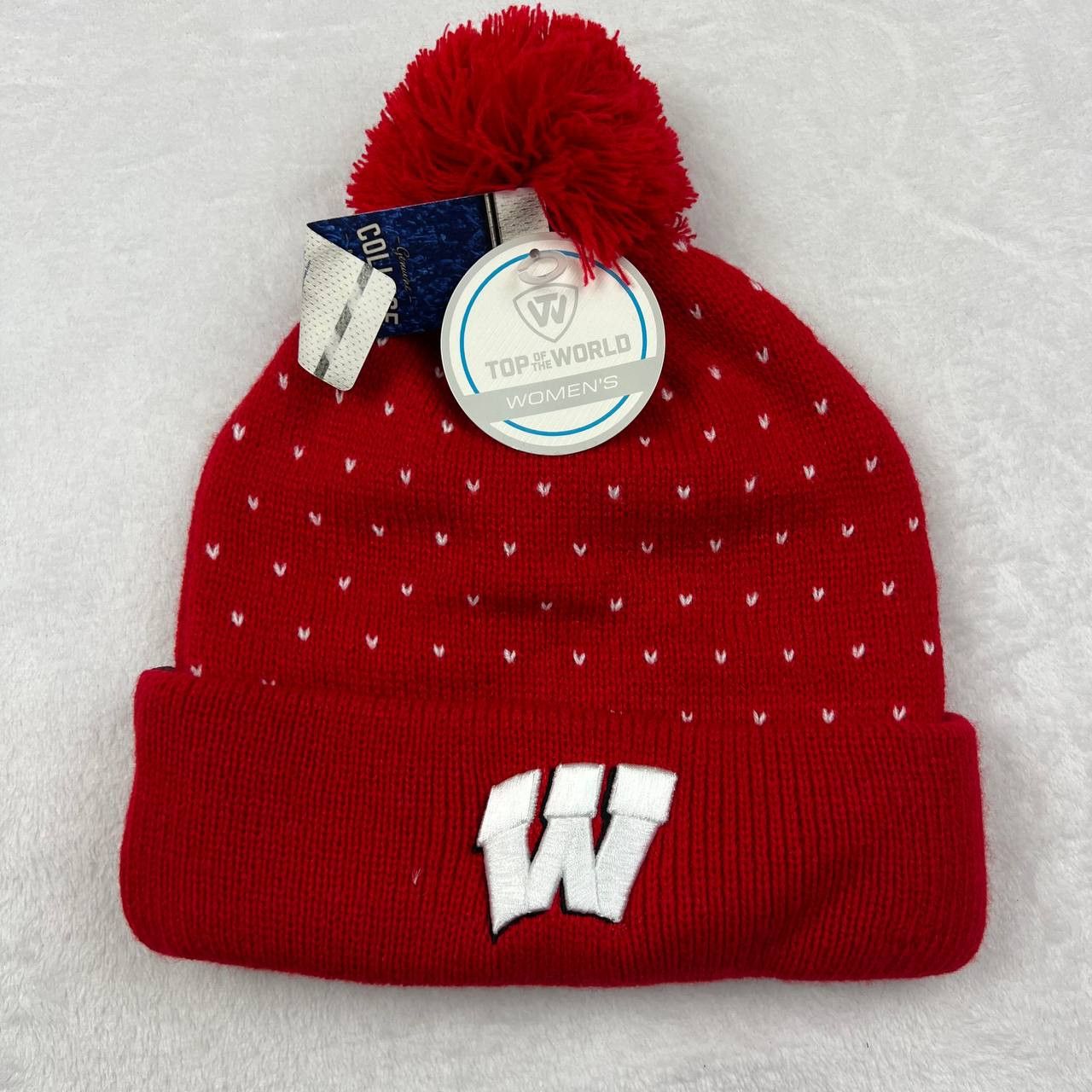 Top Of The World Wisconsin Badgers Hat Women Cuffed Beanie Pom Pom Cap ...