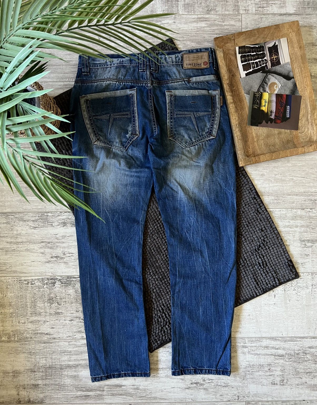 Vintage 📜 VINTAGE 90’S TIMEZONE LOGO AVANT GARDE DENIM PANTS | Grailed