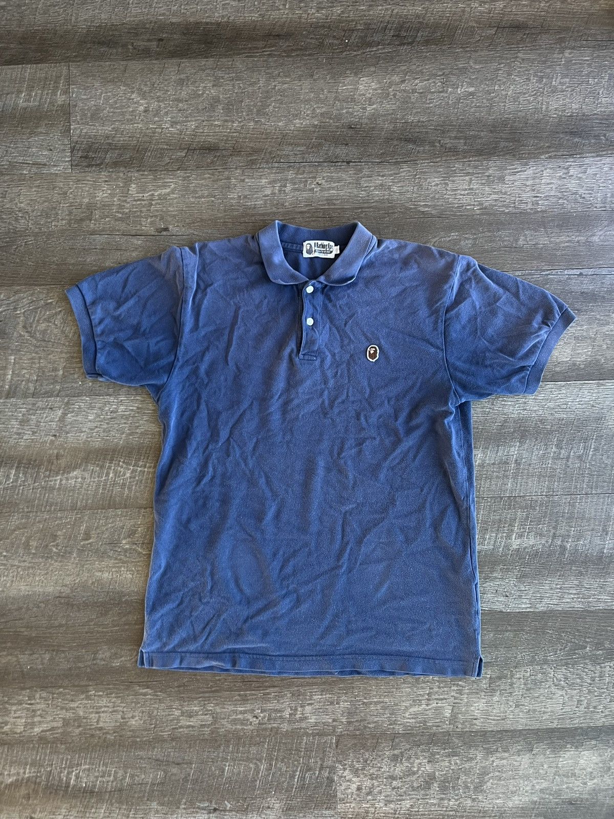 Bape Bape Polo Shirt Large One Point Navy Blue A Bathing Ape Head | Grailed