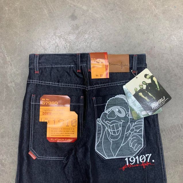 Vintage Vintage Y2K Platinum FUBU junkyard gang baggy denim jeans | Grailed