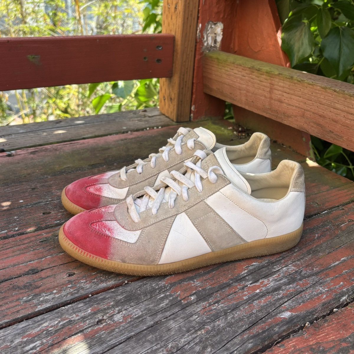 Maison Margiela Margiela Paint Splatter Red Toe Replica GATs - 43 | Grailed