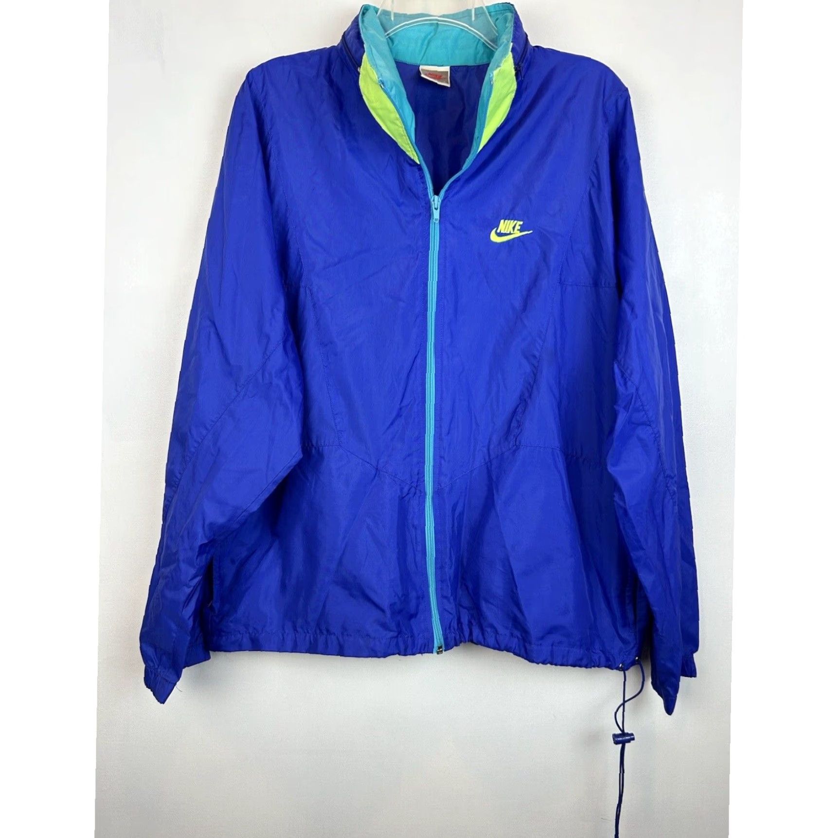 Nike Authentic Vintage Mens Full Zip Color Block Blue Roll Up Hood ...