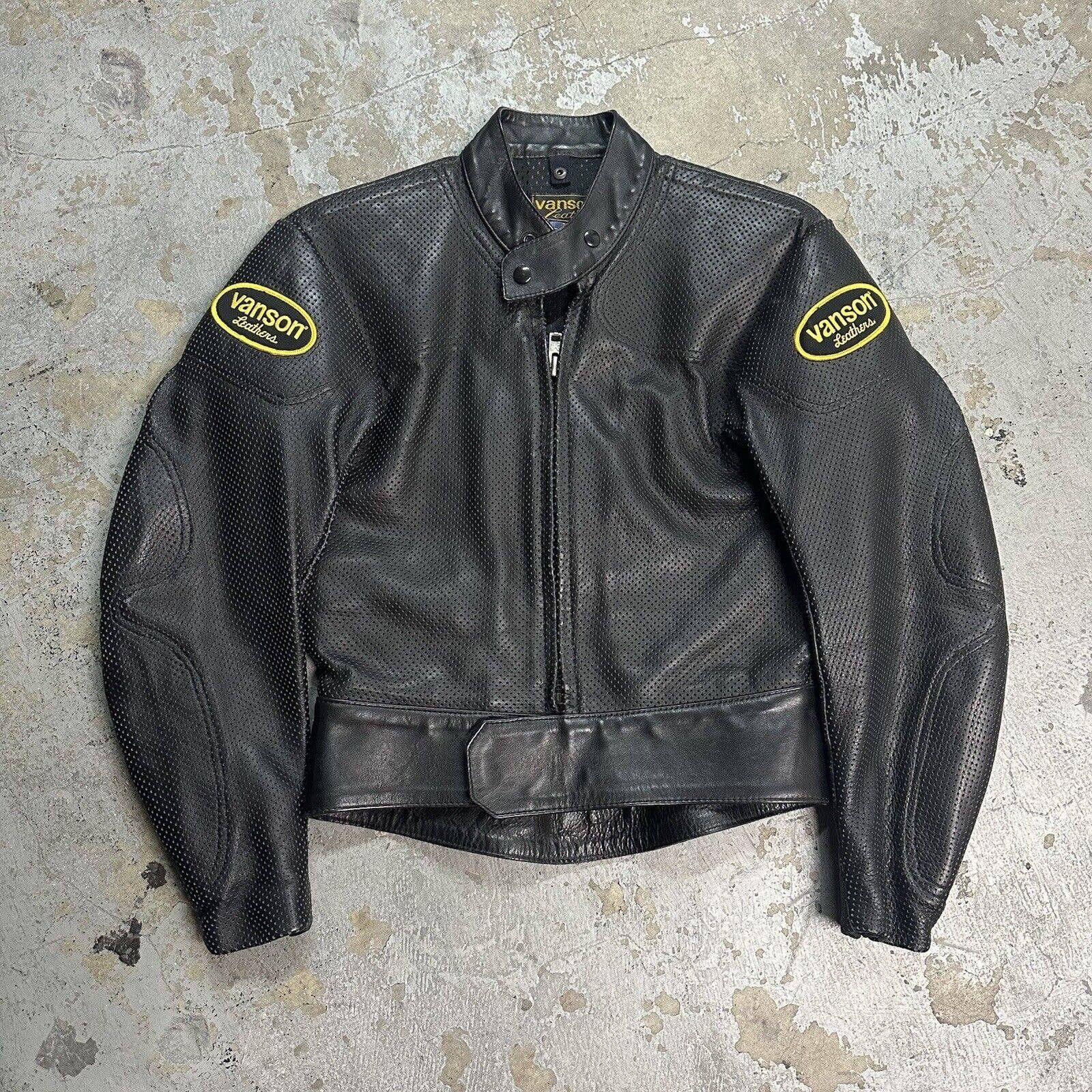 Vanson Leathers × Vintage Vintage Vanson Leather Motorcycle Biker Black Leather Jacket | Grailed