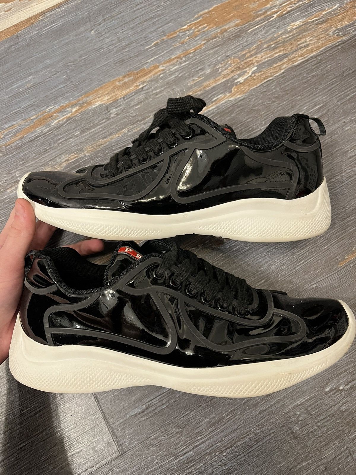 Prada Prada Americas Cup Low Black Patent | Grailed