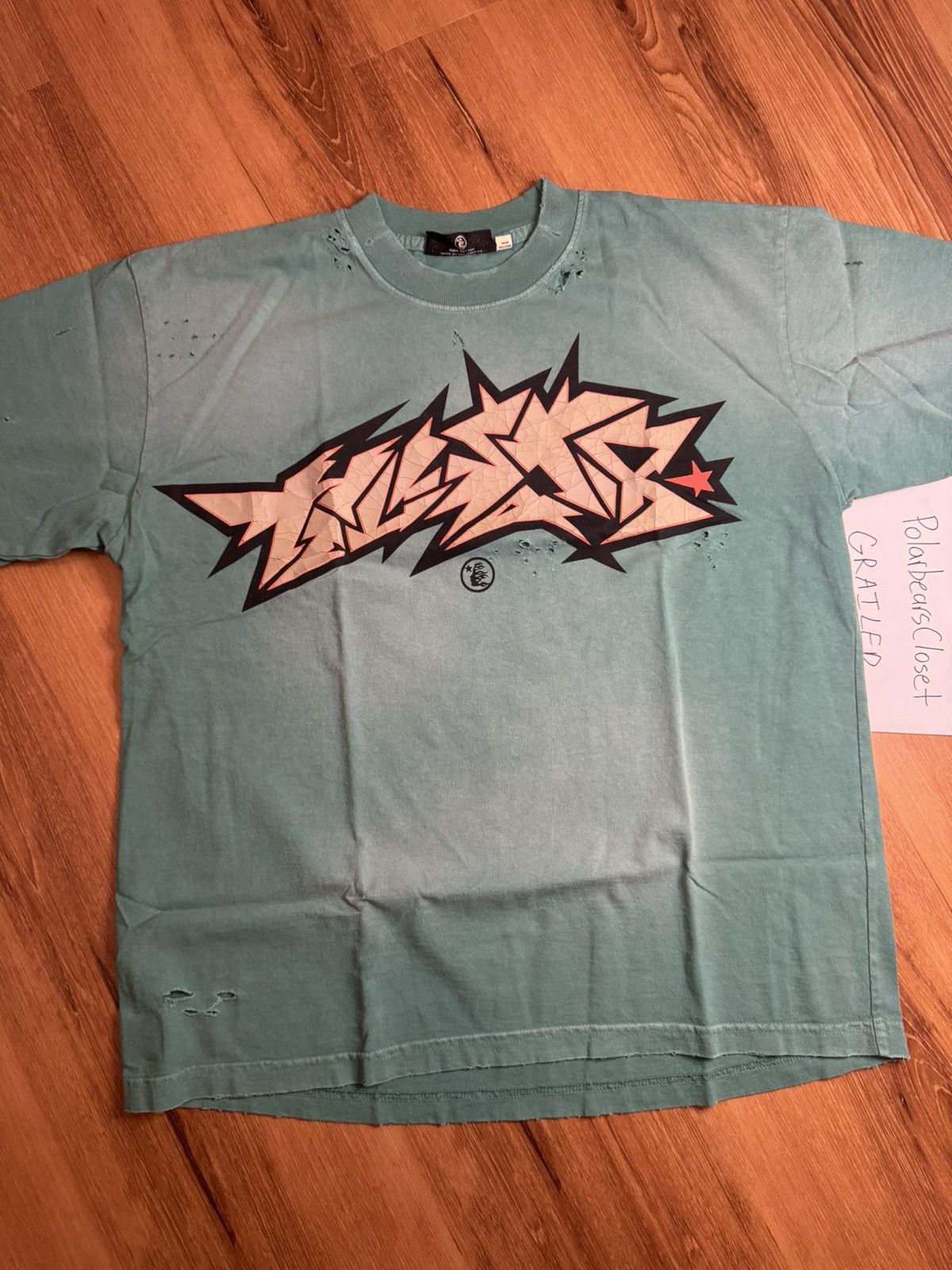 HELLSTAR Hellstar Cracked Logo Distressed Tee | Grailed
