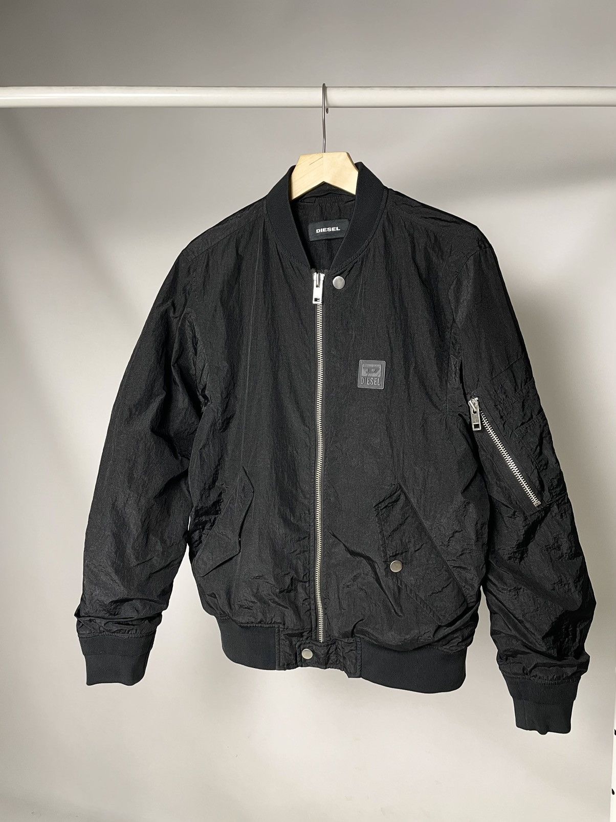 Diesel Diesel J-Dust ( S size ) 👁️ Vintage Black Nylon Bomber Jacket ...