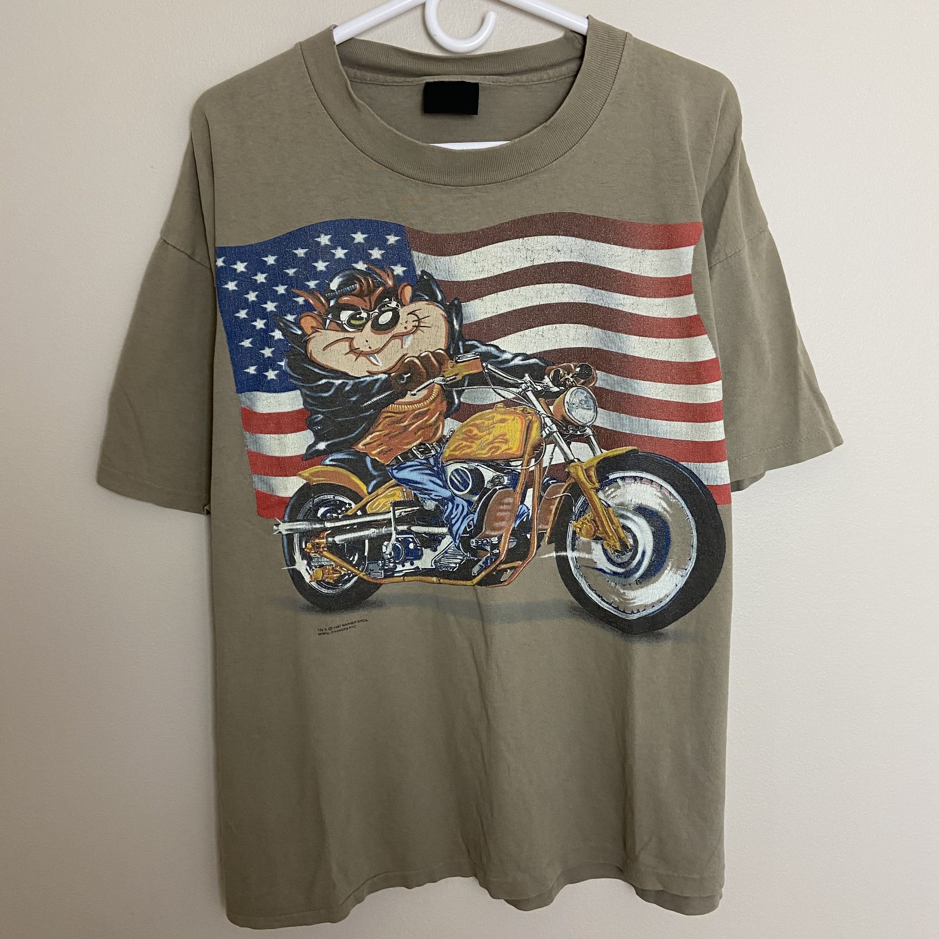Vintage 1997 Taz Biker Tee | Grailed