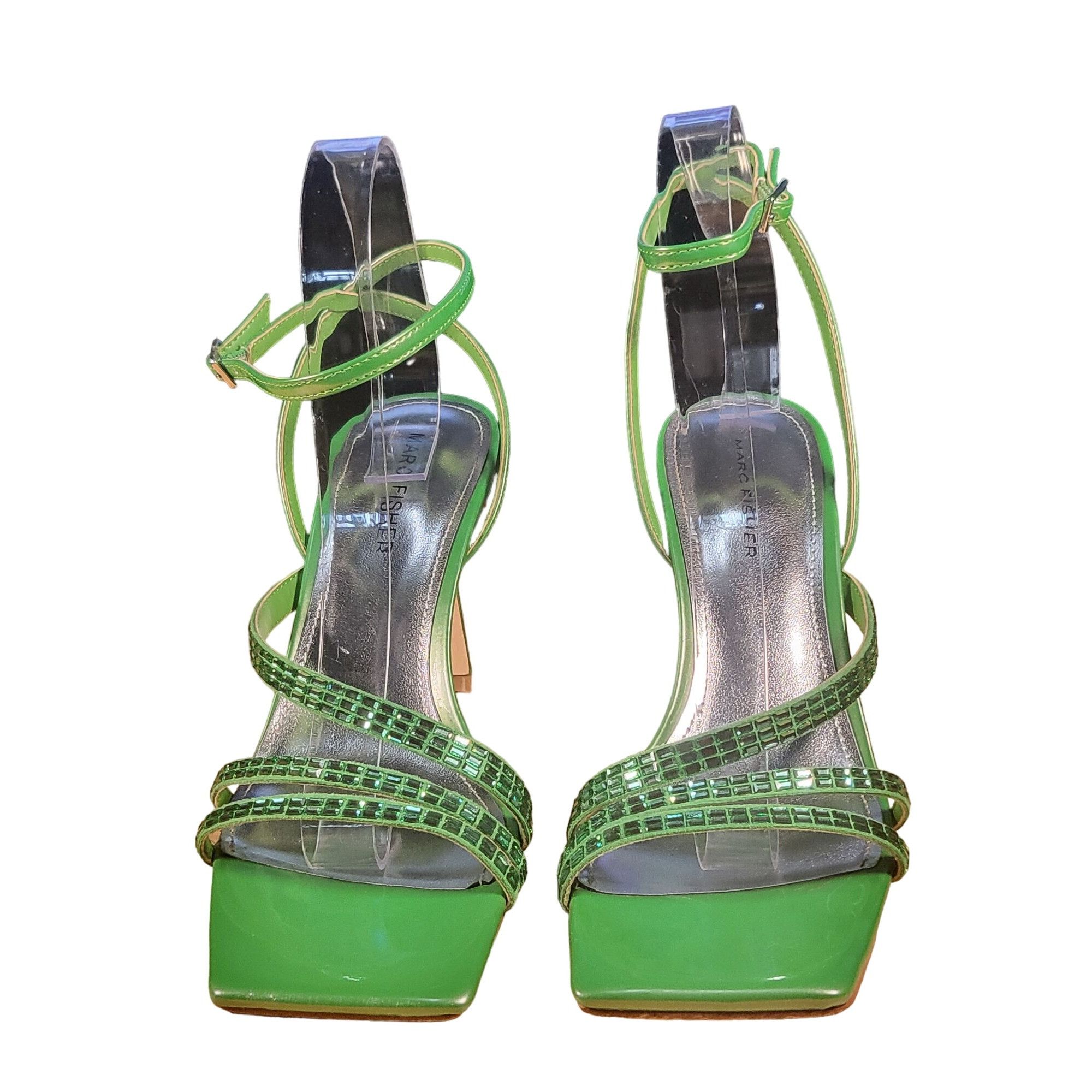 Marc Fisher Marc Fisher Zalay Pyramid Heels Sz 8.5 Green Square Toe Ank ...