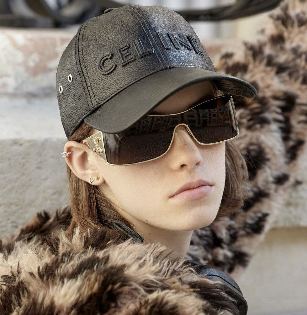 Celine Celine runway triomphe metal racer sunglasses gold logo | Grailed