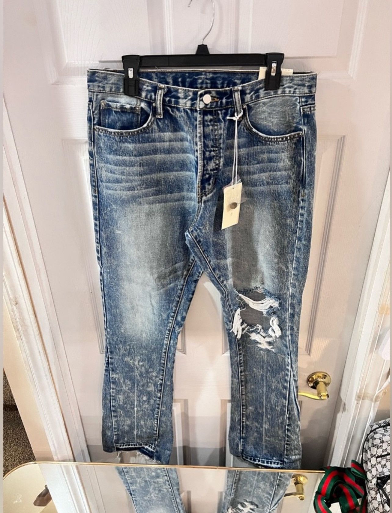 Mnml Mnml Flare Blue Denim Jeans Distressed Grailed