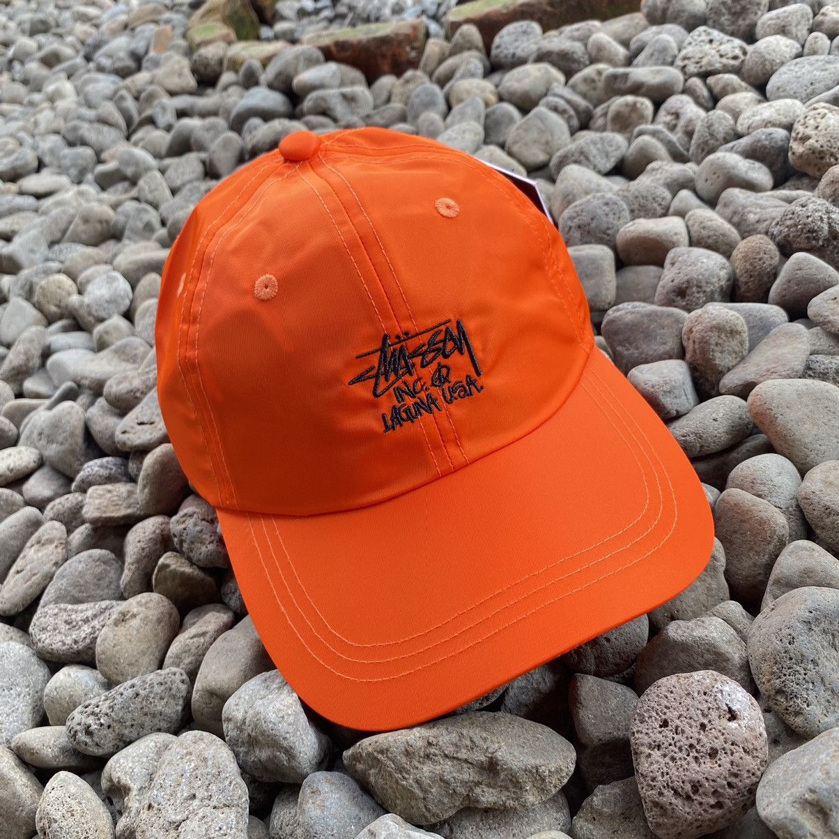 Streetwear × Stussy Stussy Orange Nylon Cap | Grailed