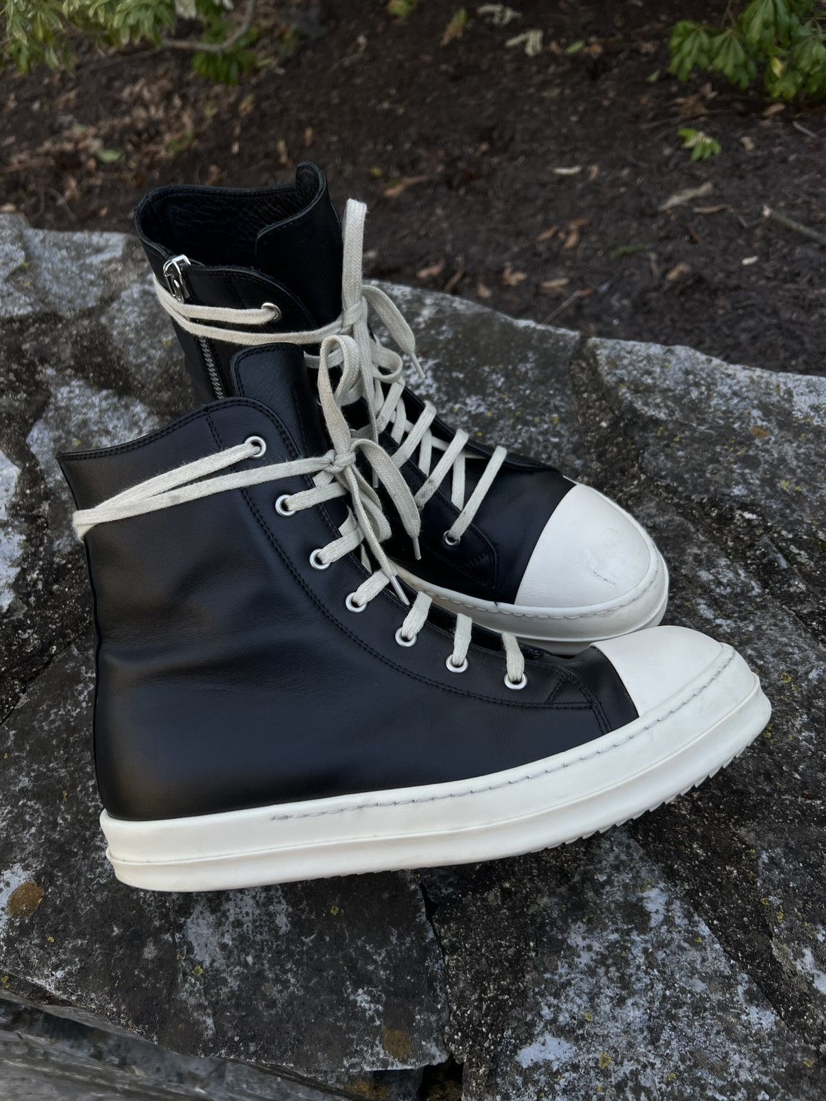 Rick Owens Rick Owens Mainline Hi-Top Leather Ramones (43) | Grailed