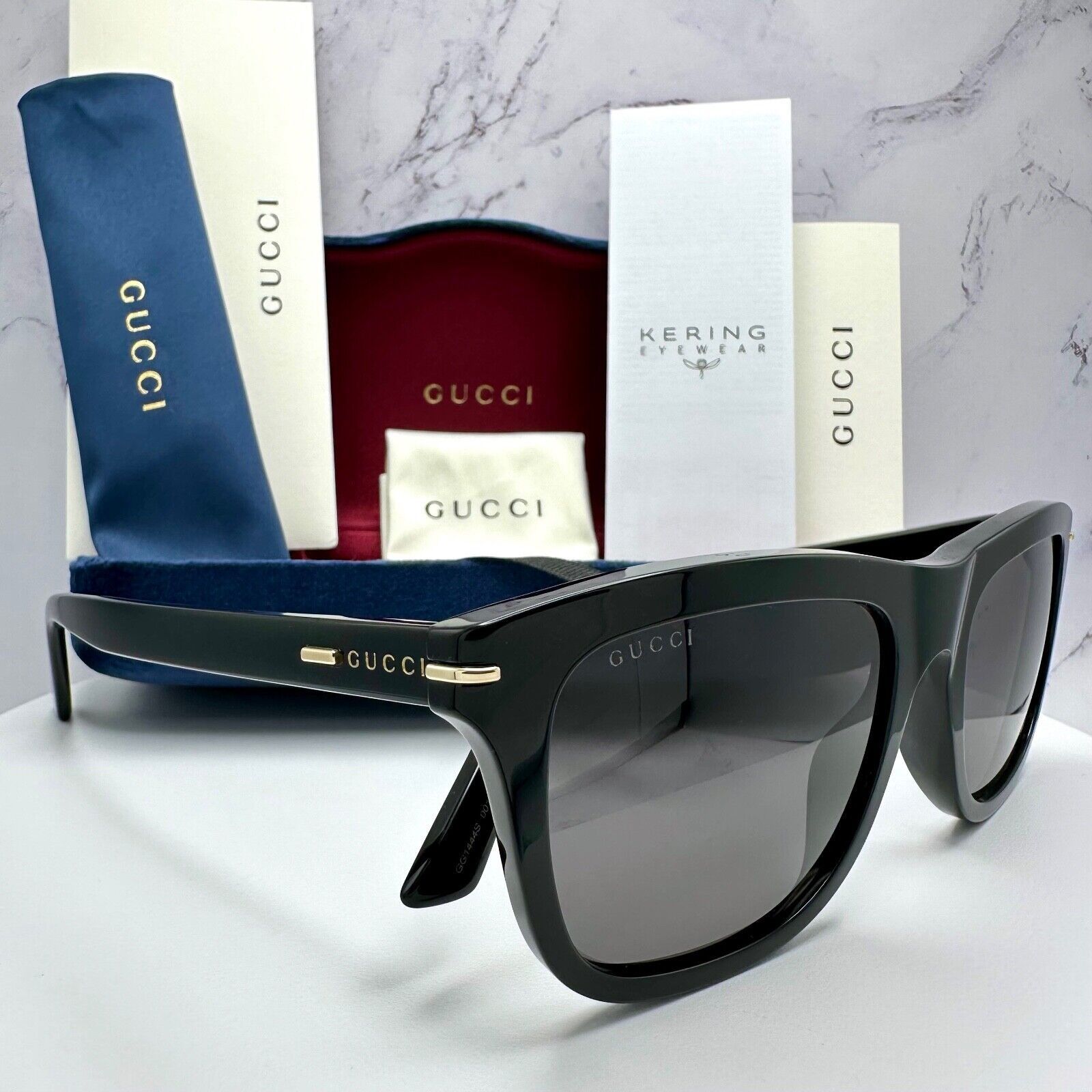 Gucci Gucci Sunglasses Black Square Gold GUCCI Logo Gold Hardware | Grailed
