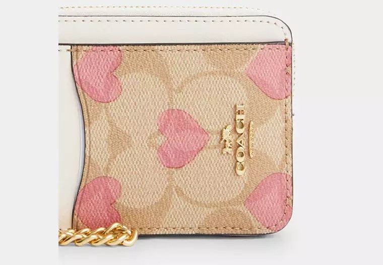 Coach coach Zip Card Case In Signature Canvas With Heart Print | Grailed