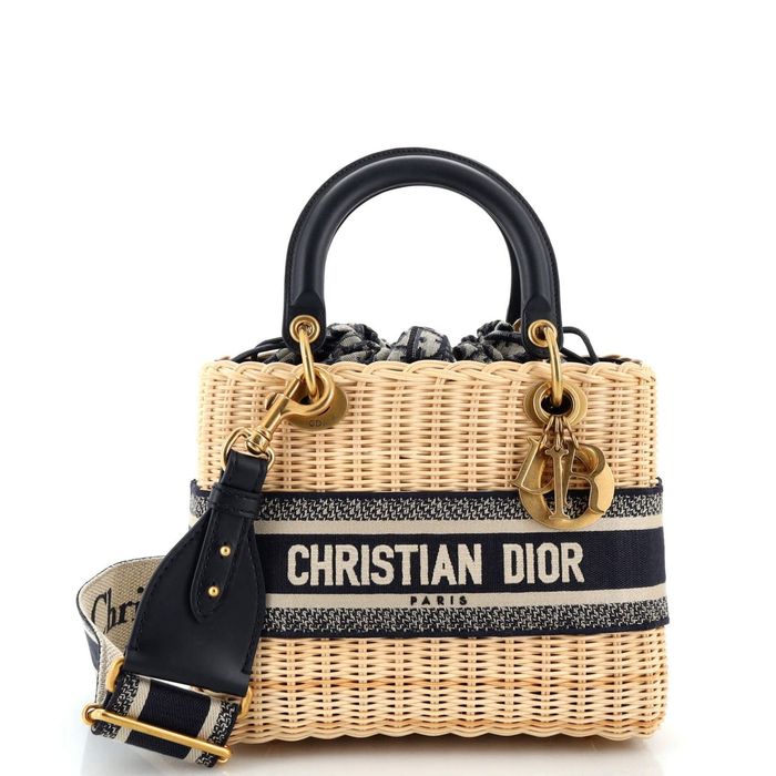 Dior Lady Dior Bag Wicker and Oblique Canvas Medium | Grailed