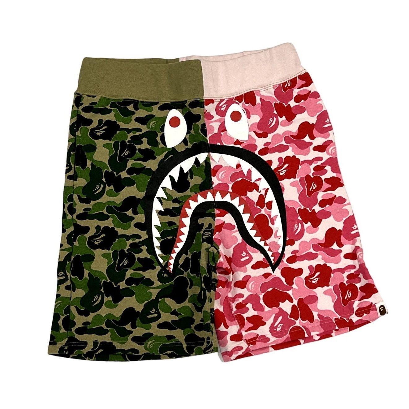 Bape BAPE ABC Split Shark Short Camo Green / Pink | Grailed