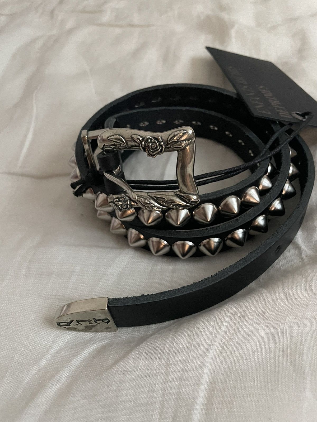 Enfants Riches Deprimes ERD Black Rose Buckle Studded Belt (95) 34-40 ...