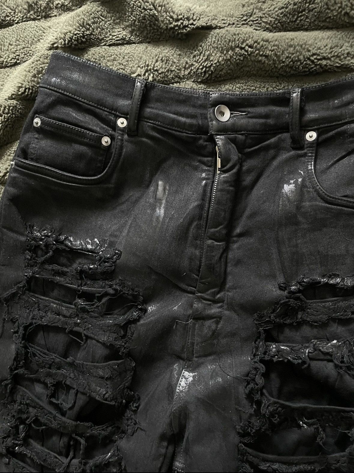 Rick Owens rick owen’s geth cut distressed denim | Grailed