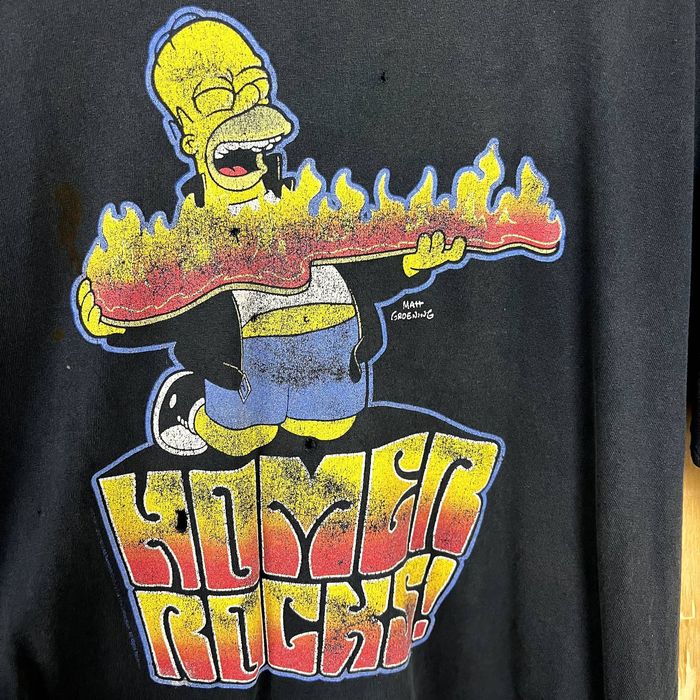 Vintage The Simpsons "Homer Rocks" Flame Shirt 2000s | Grailed