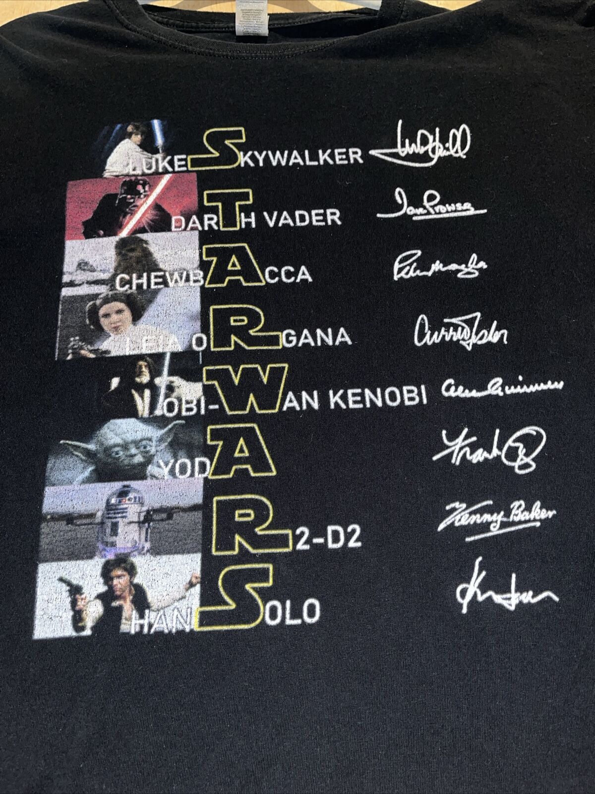 Star Wars Star Wars Character Tee With Actor Name Signature 100% Cott ...
