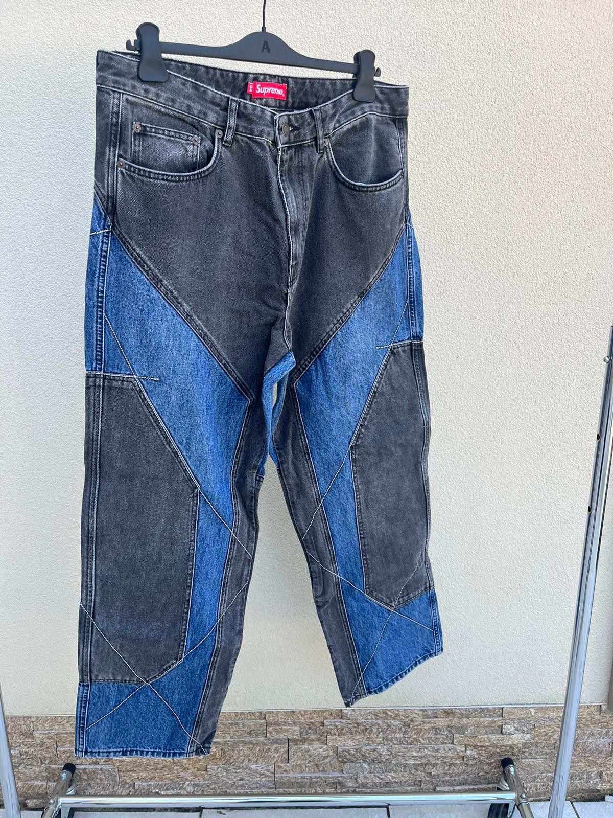 Supreme Two Tone Denim Jeans in Black & Blue | Grailed