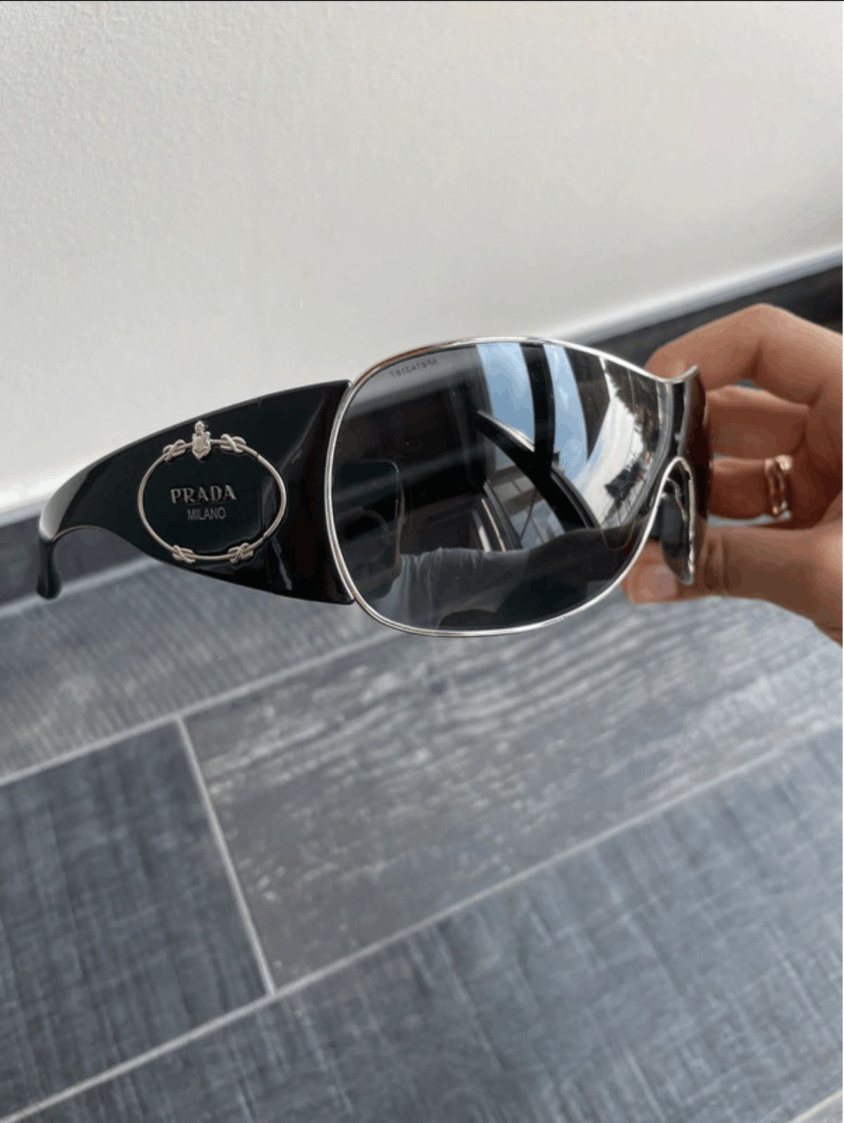 Prada × Vintage PRADA Sunglasses Wrap Shield Mask Symbole Sport Red Tab ...