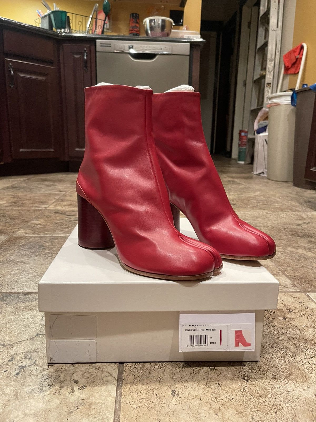 Maison Margiela Maison Margiela red Tabi heels | Grailed