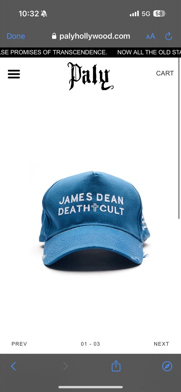 Paly Hollywood James Dean Death Cult Hat - Blue | Grailed