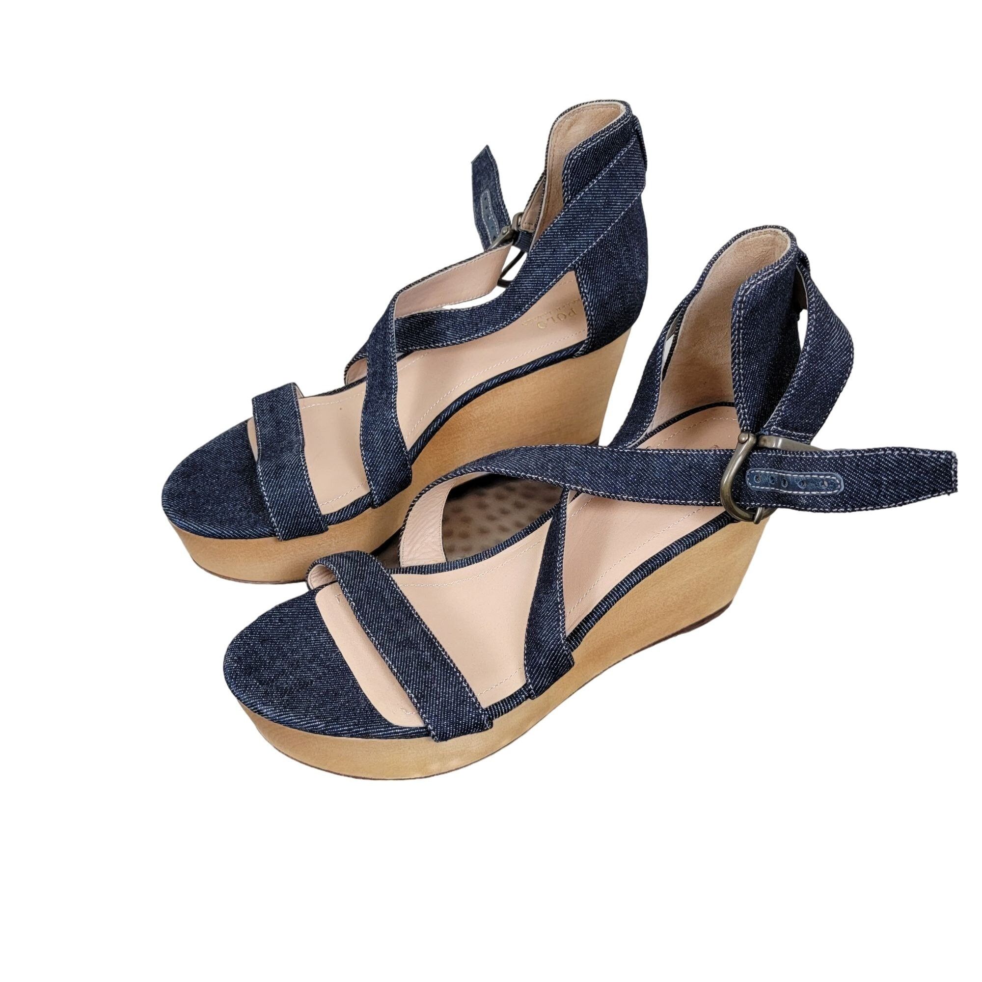 Polo Ralph Lauren Polo Ralph Lauren Womens Denim Straps 3.5" Wedge ...