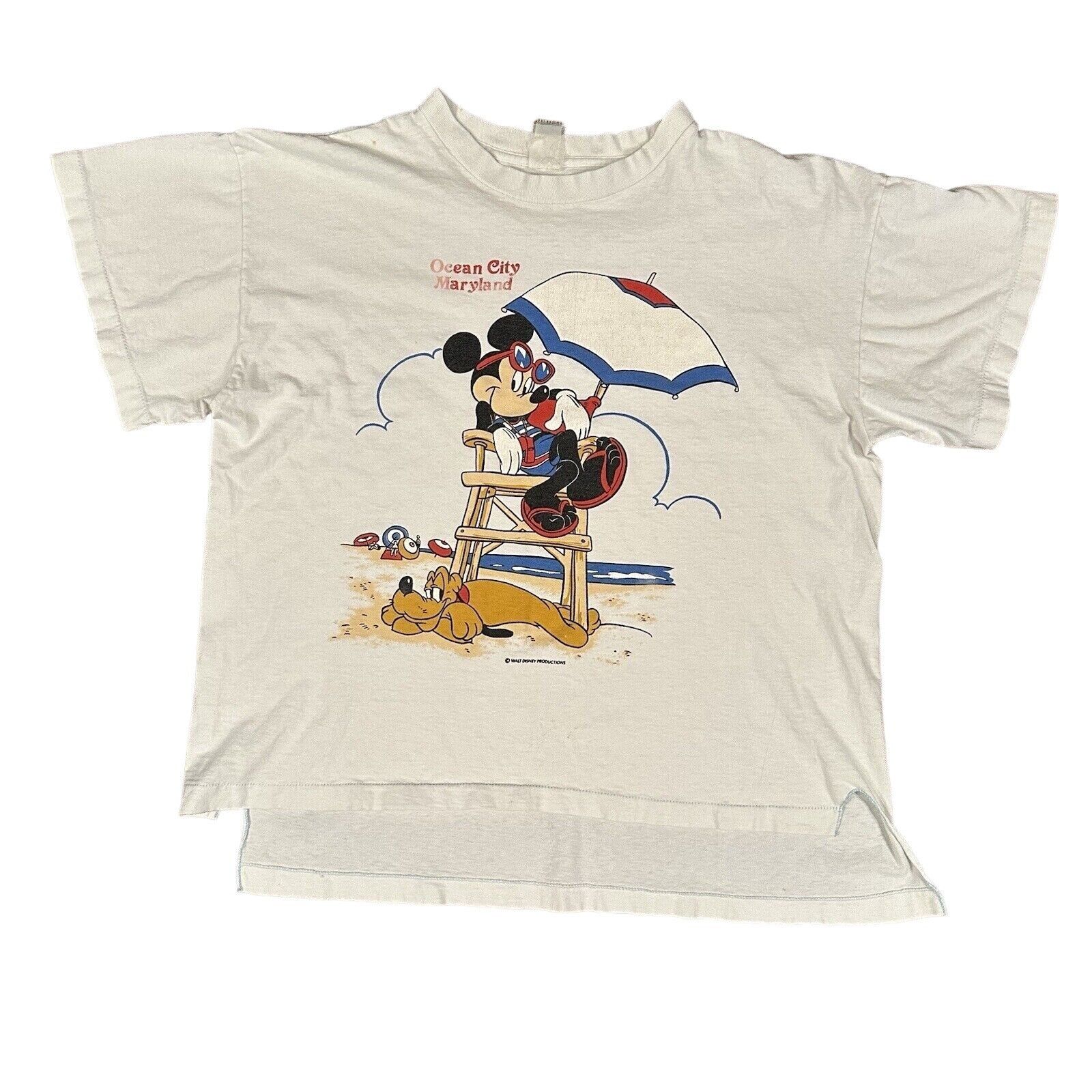 Vintage Vintage Walt Disney Mickey Mouse beach lifeguard cartoon tee ...