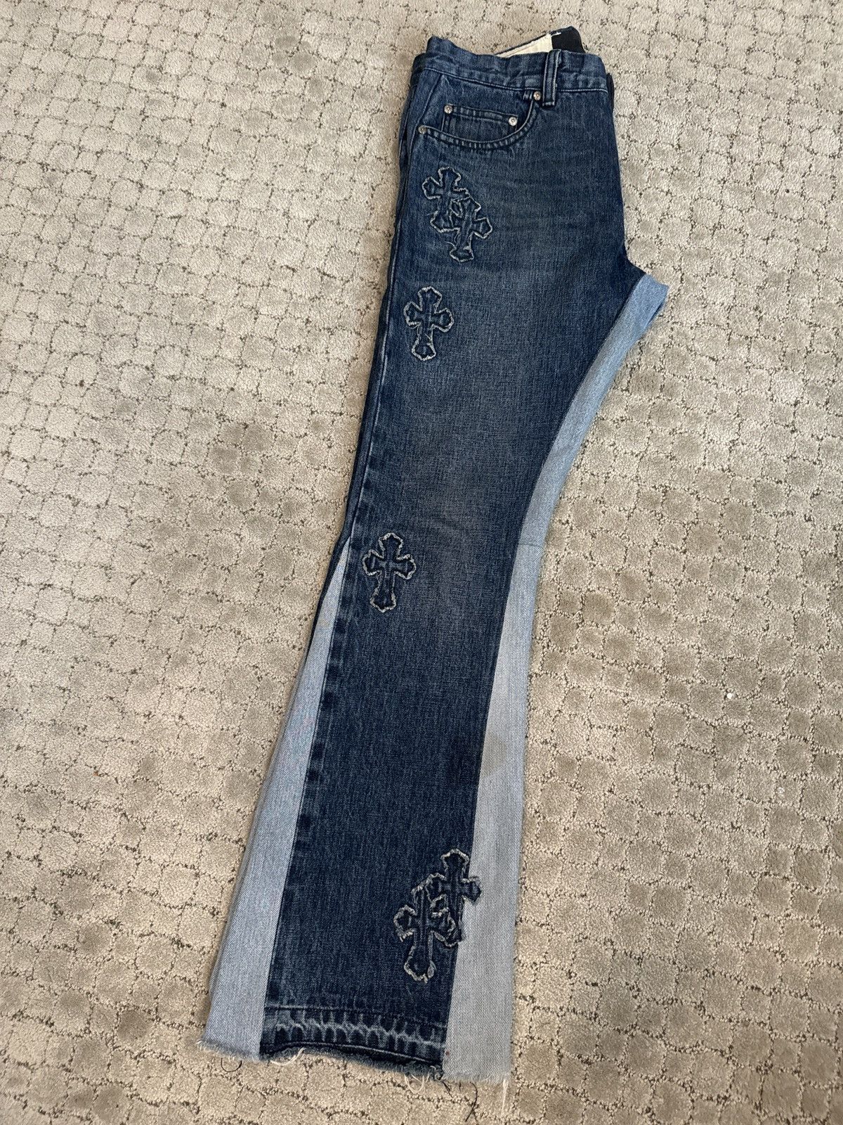 Chrome Hearts Chrome hearts X Gallery Dept. Flare denim patches jeans ...