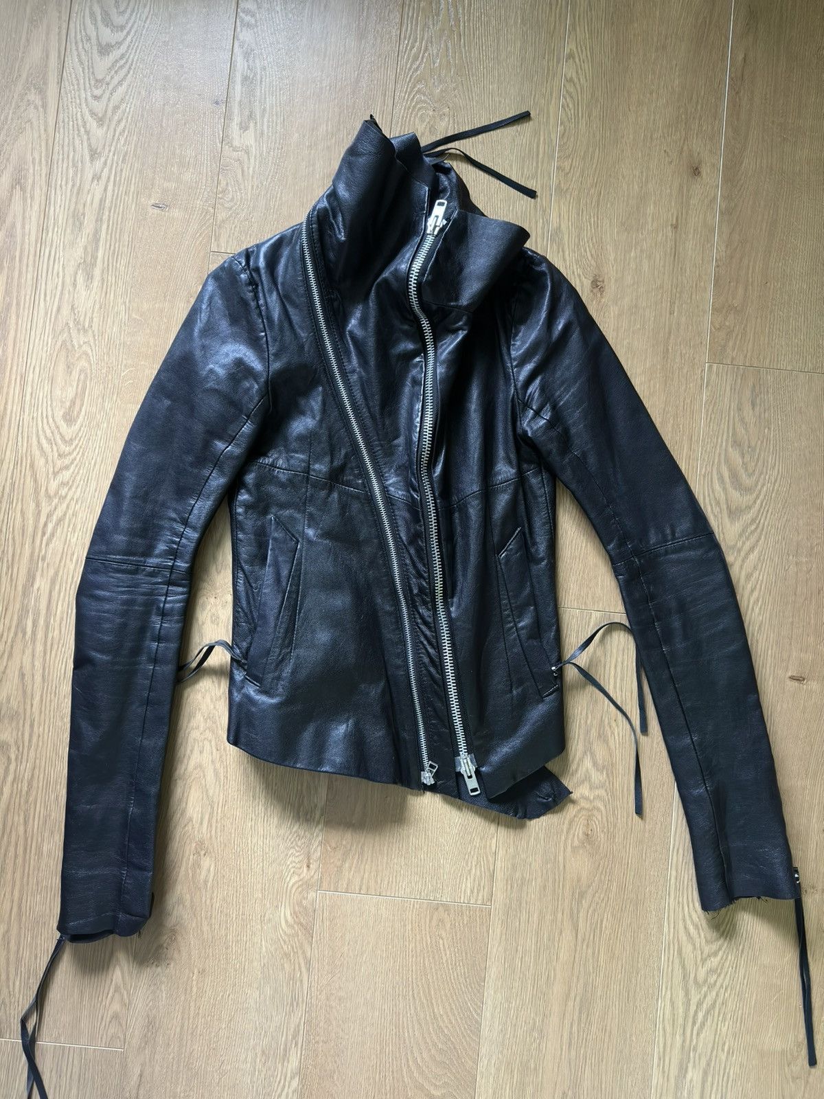 Ekam EKAM goat leather funnel neck jacket | Grailed