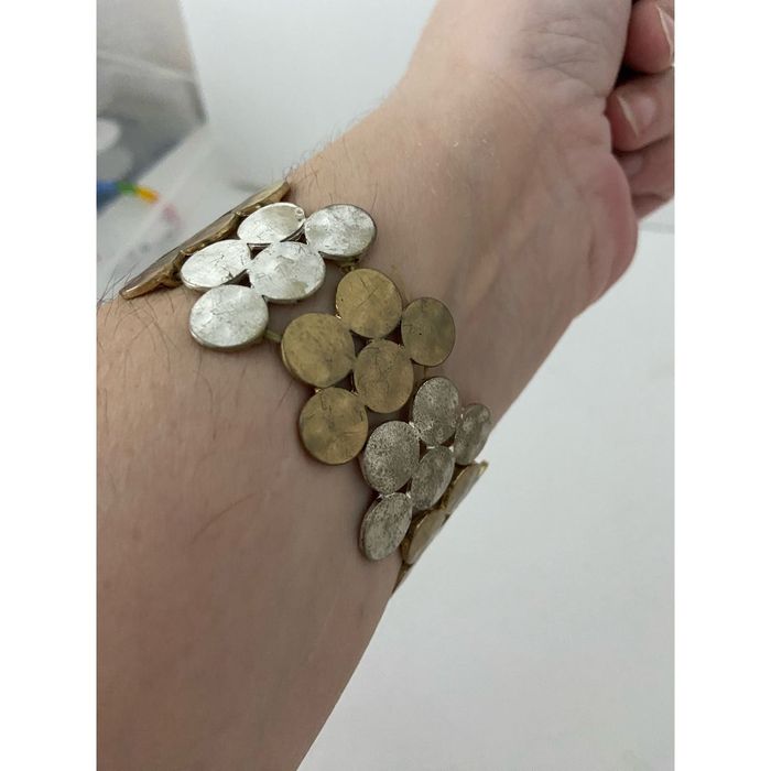 Generic Pretty silver and gold tone honeycomb cuff bracelet | Grailed