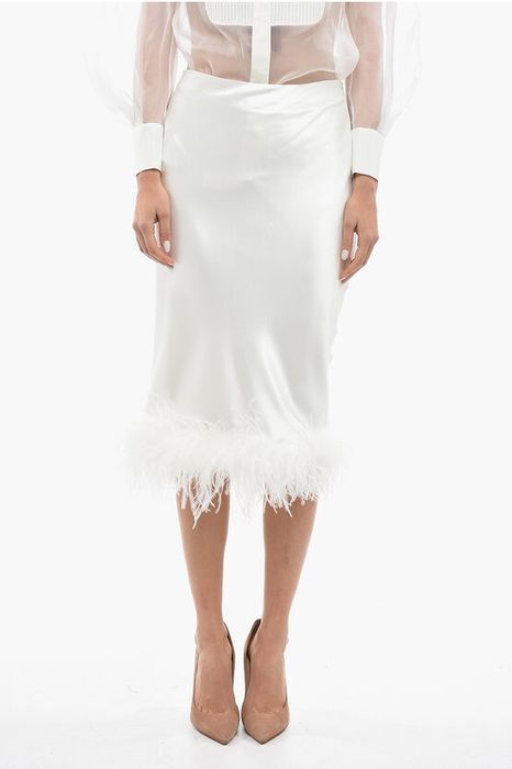 Retrofete Satin Skirt With Removable Feathers Bottom | Grailed