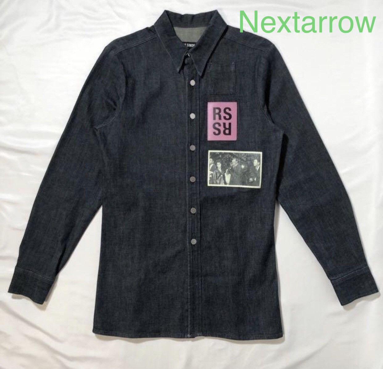 Raf Simons Raf simons 15ss Leather Patch Denim Shirt | Grailed
