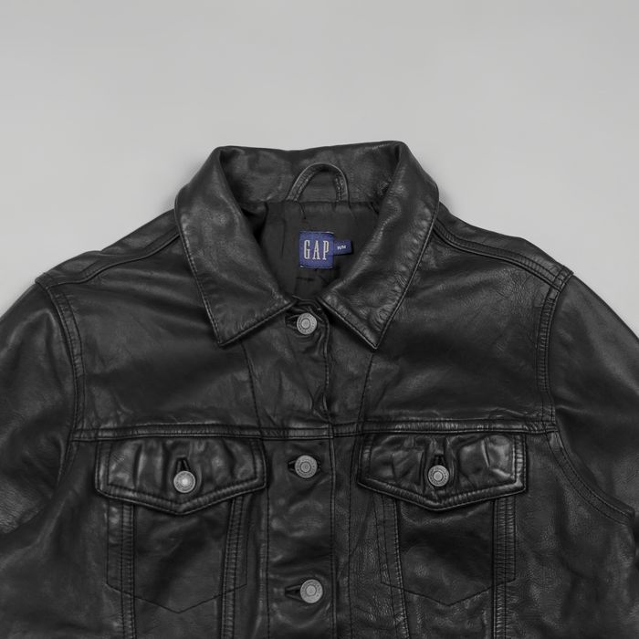 Vintage Gap Real Thick Leather Trucker Button Up Jacket | Grailed