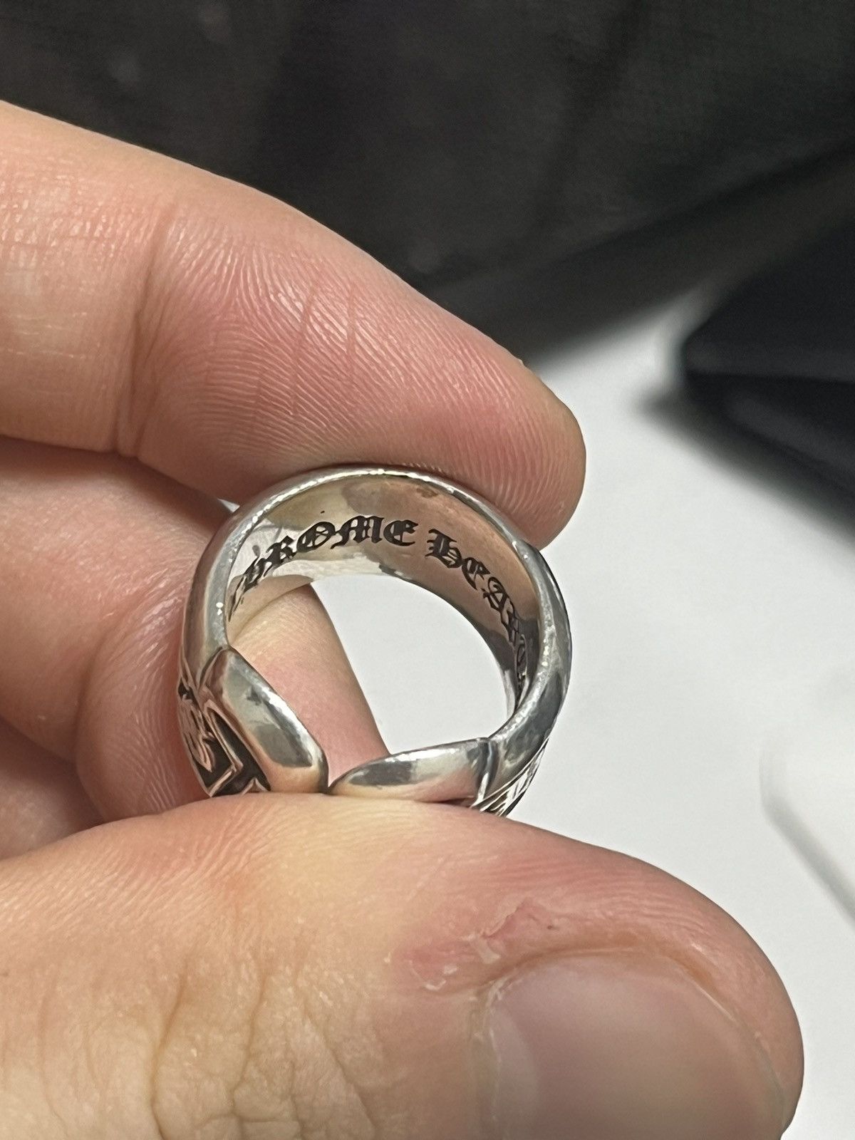 Chrome Hearts Chrome Hearts scroll label ring | Grailed