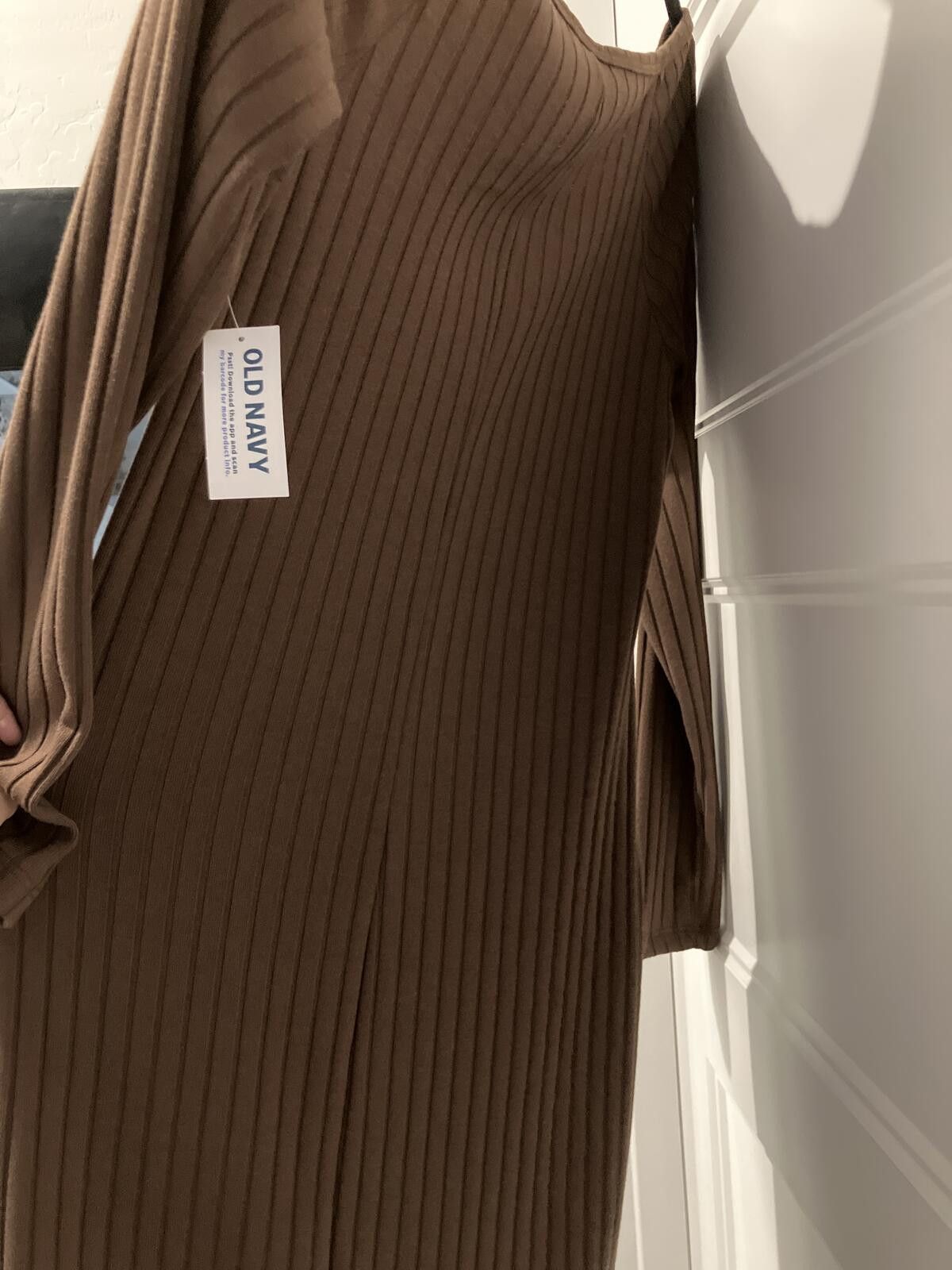 Old Navy NWT Old Navy Brown Ribbed Knit Long Sleeve Mini Dress | Grailed
