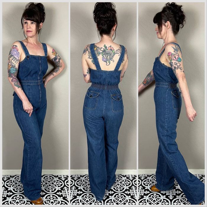 Vintage 1970s Lee Front Zip Denim Dungarees | Jumpsuit | Overalls | Grailed